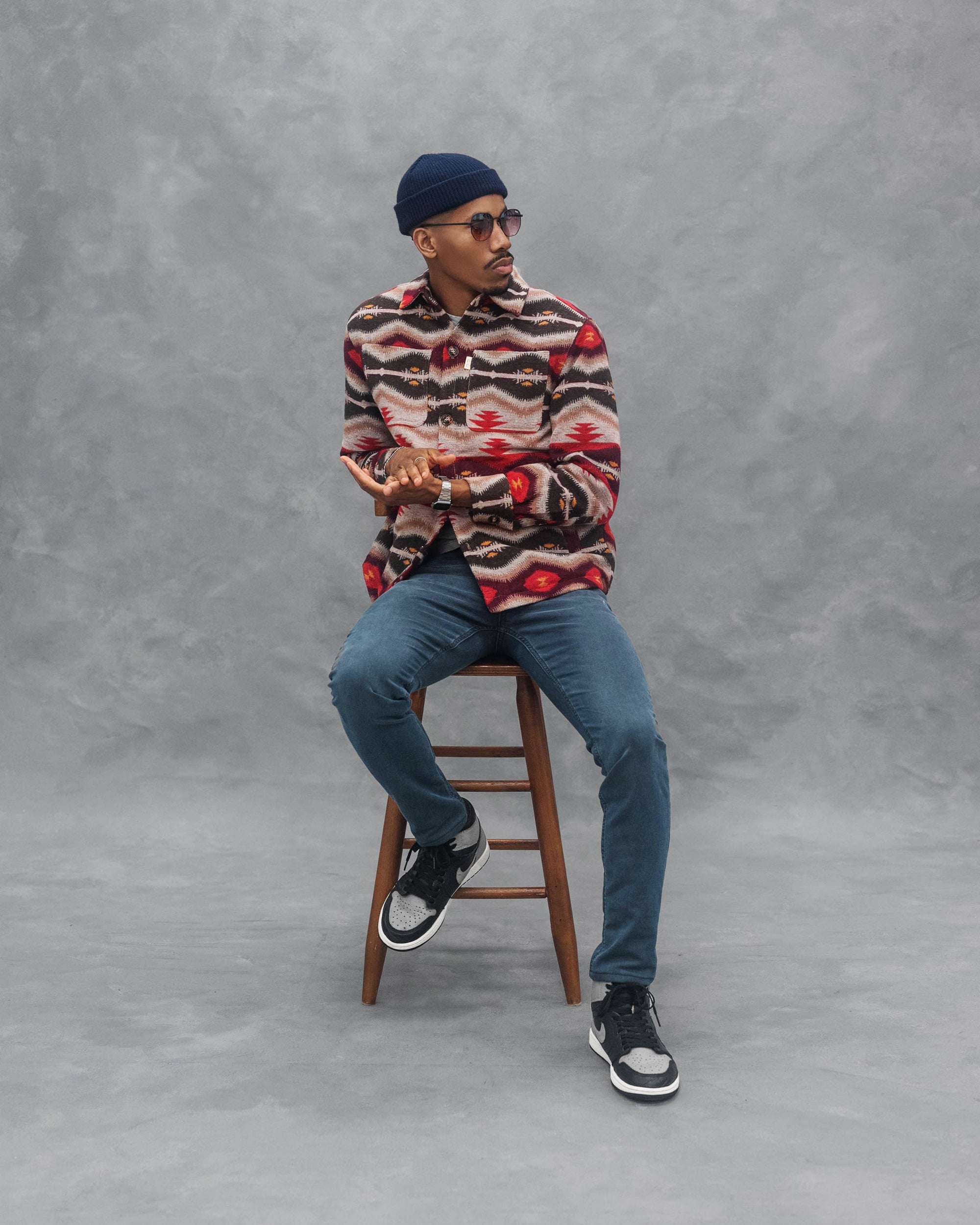 SG Quilted Aztec Shirt Jacket - Burgundy + Brown – Southern Gents