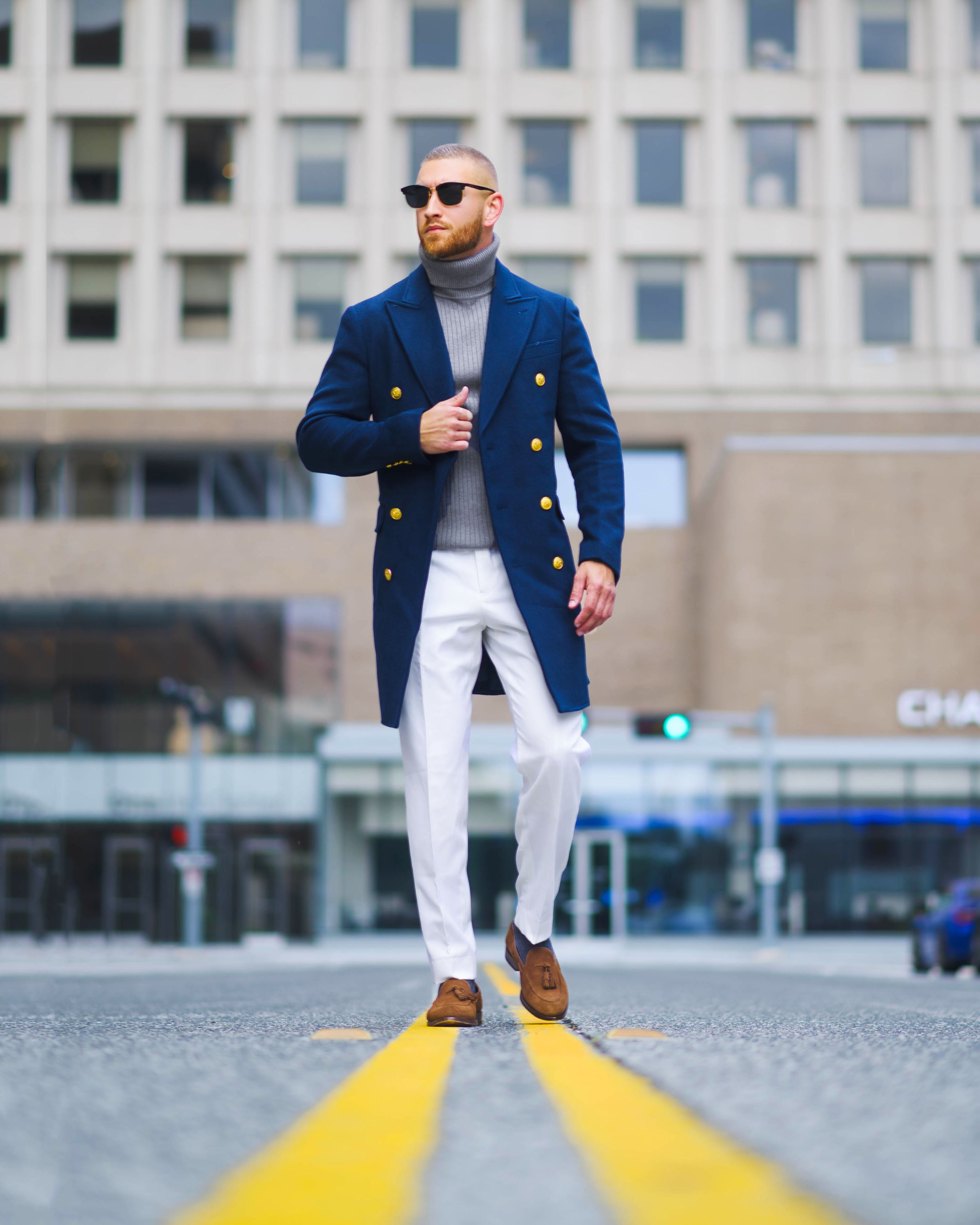 SG Men's Anniversary V Double Breasted Topcoat – Navy + Gold – Southern ...