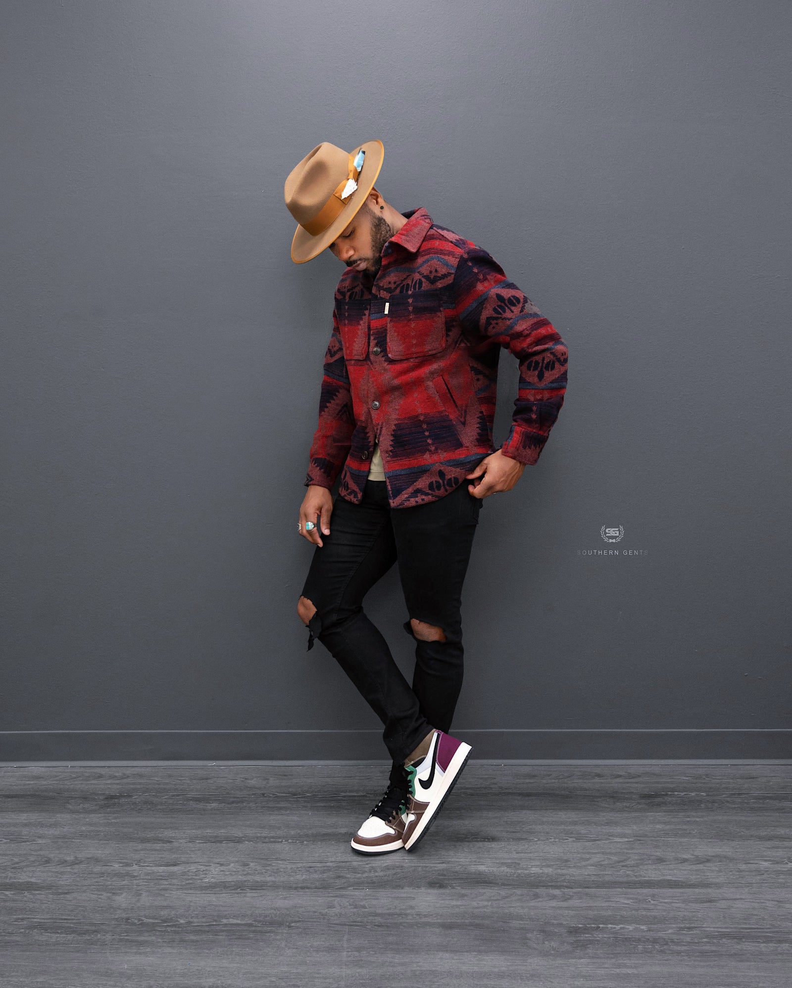 SG Quilted Aztec Shirt Jacket - Navy + Beet – Southern Gents