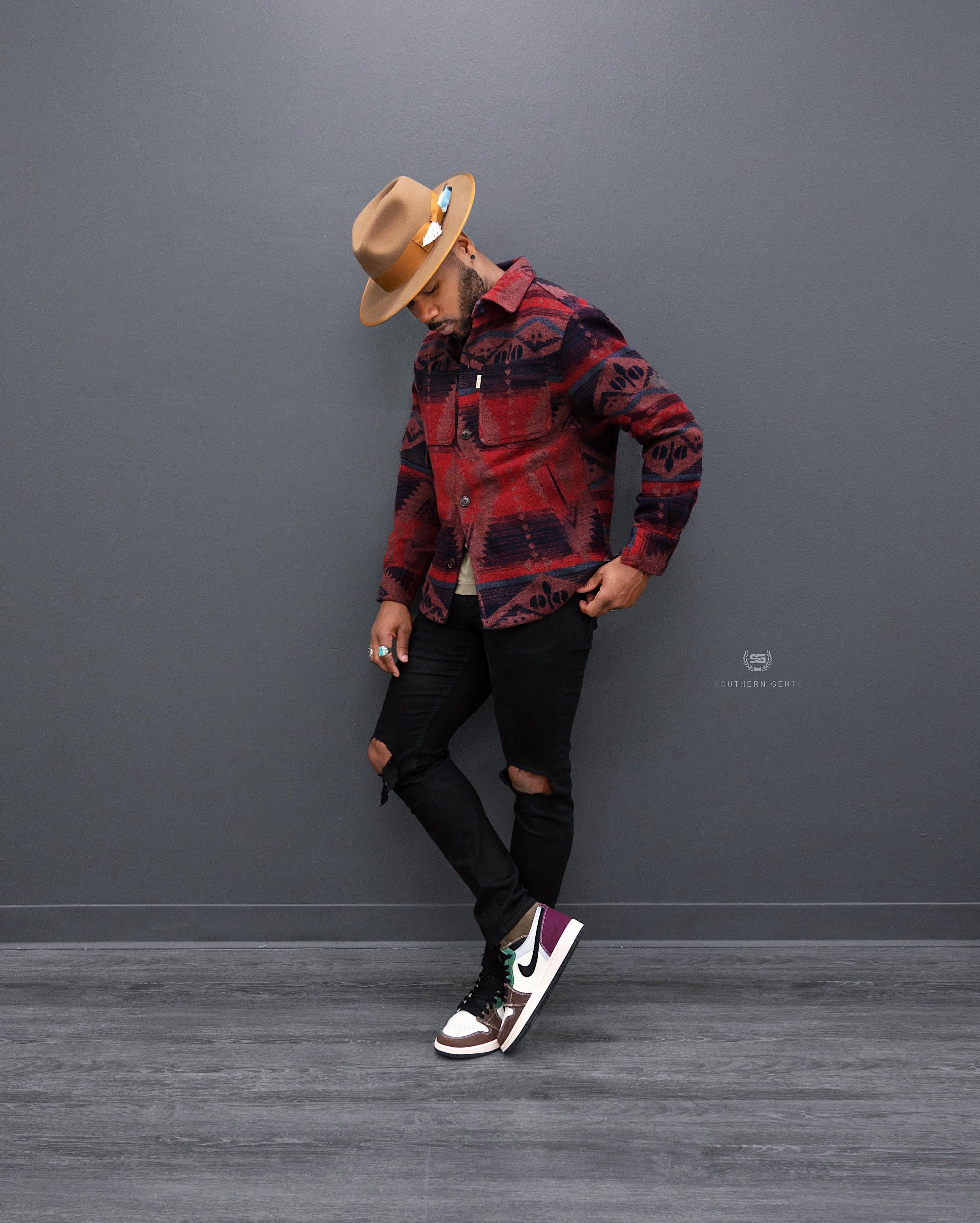 SG Quilted Aztec Shirt Jacket - Navy + Beet – Southern Gents