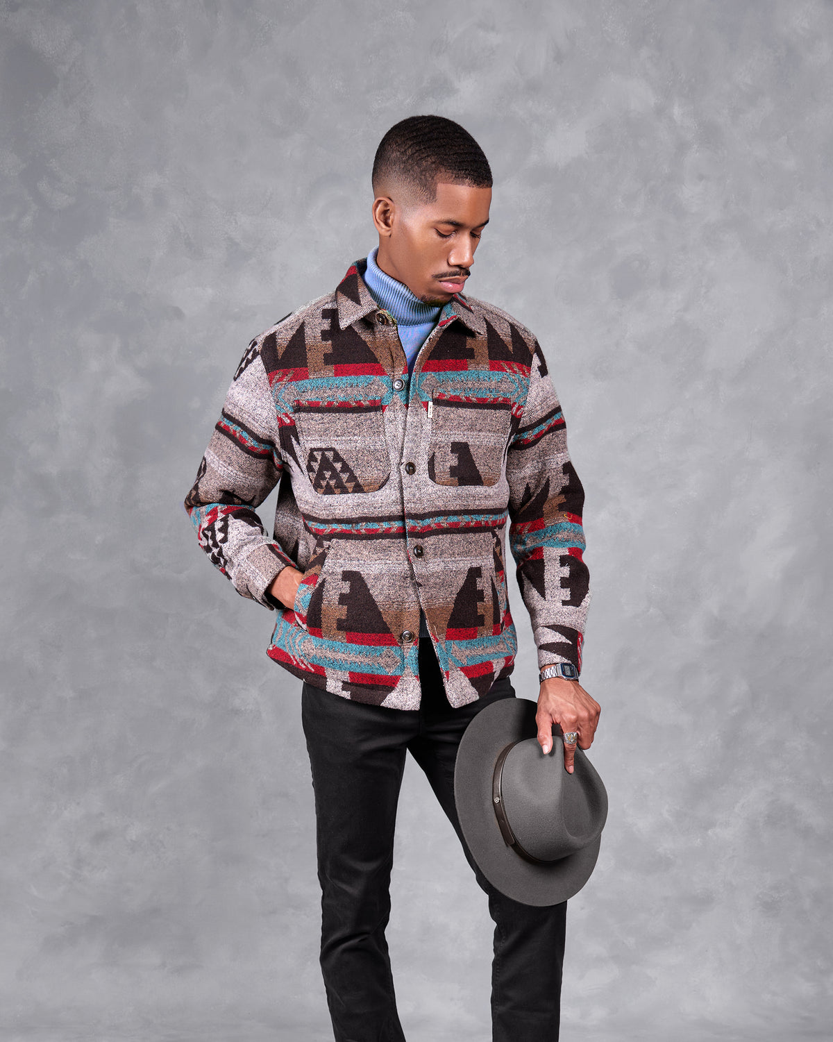 SG Quilted Aztec Overshirt - Brown + Teal – Southern Gents