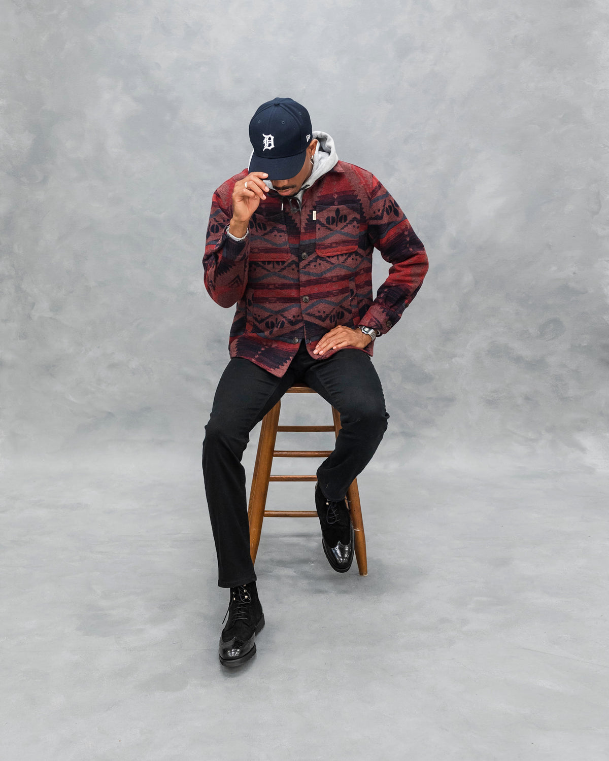 SG Quilted Aztec Overshirt - Navy + Beet – Southern Gents